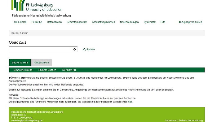 PH Bibliothek Literatur und Suche | PH Ludwigsburg